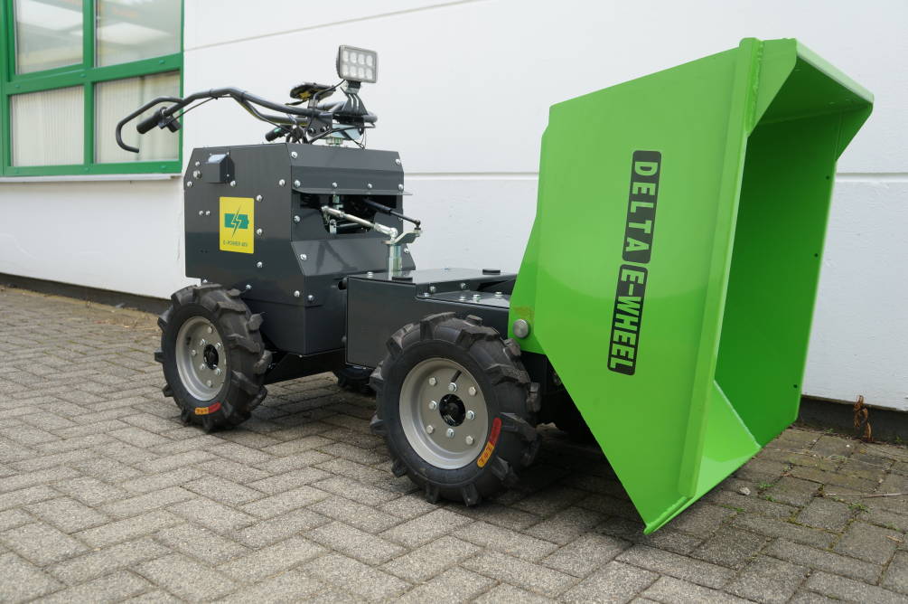 4x4 Allrad elektronischer Minidumper mit hydr. Kippfunktion Schubkarre Knickgelenkt 300kg ...